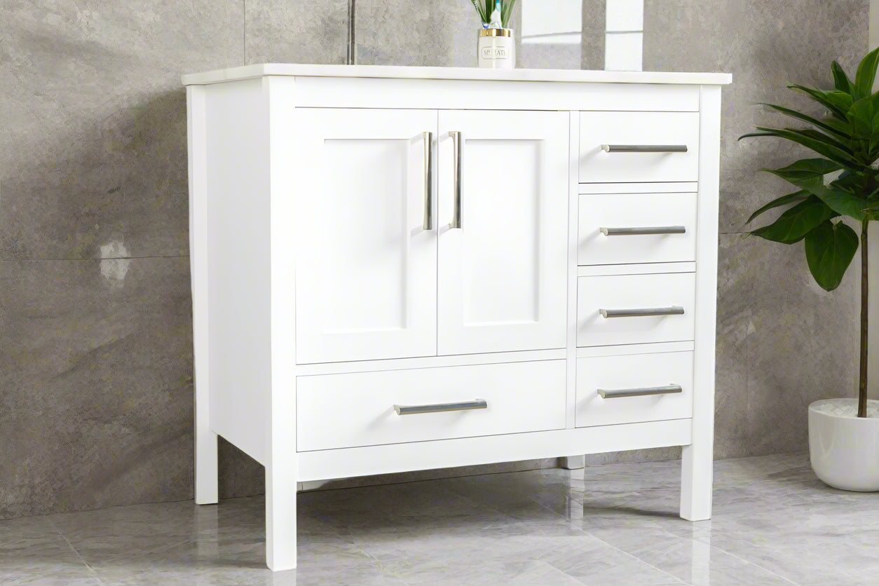 Ashley 36" White Bathroom Cabinet – Westchester Tile & Marble