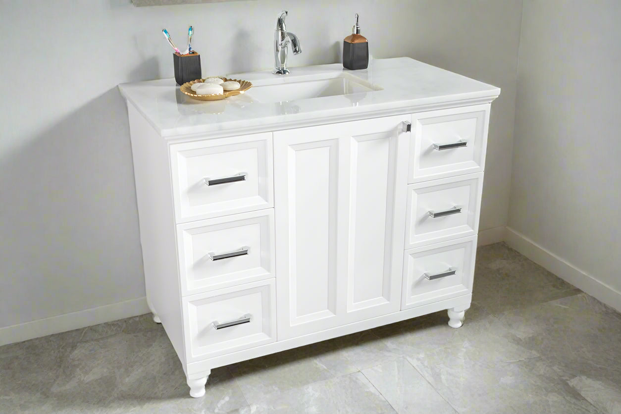 Isabel 42" White Bathroom Cabinet – Westchester Tile & Marble