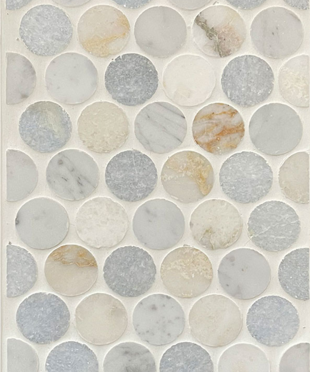 1″ Dots – Azul Cielo | Carrara | Calacatta – Westchester Tile & Marble